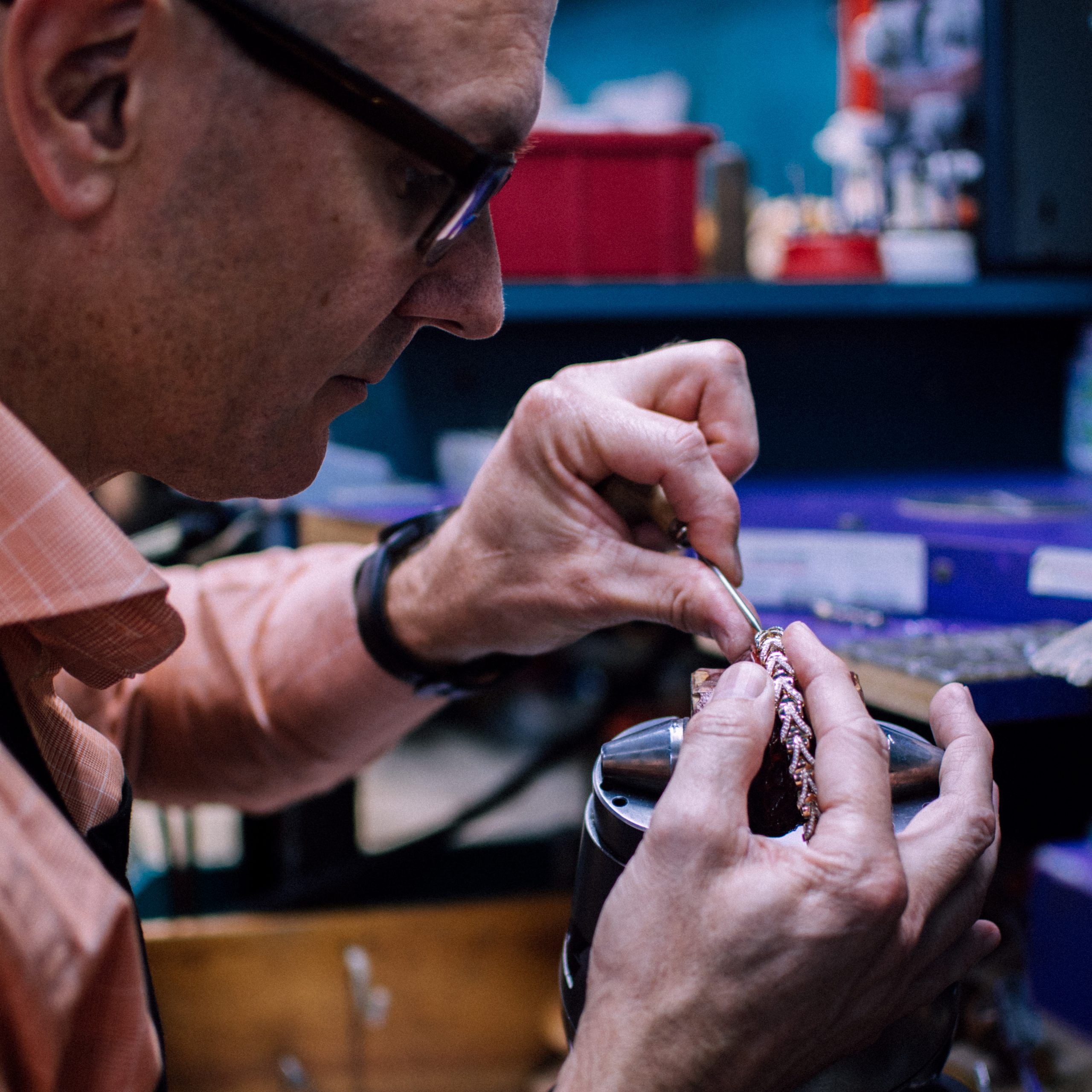 Tapp on bench - Stephen Dibb Jewellery