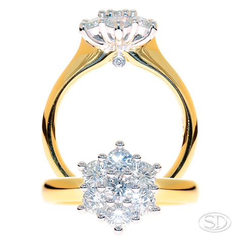 Snowflake – diamond cluster engagement ring - Stephen Dibb Jewellery