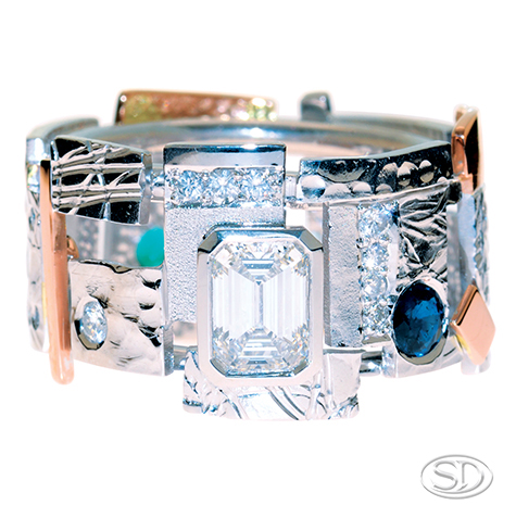 Beatrix – reticulated gold & Gemstone Dress ring - Stephen Dibb Jewellery