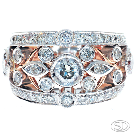 Rylee – wide filigree diamond dress ring - Stephen Dibb Jewellery