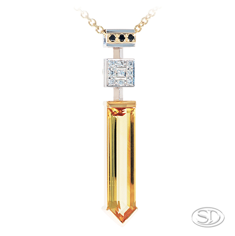 Valora – arrow shape yellow beryl Pendant - Stephen Dibb Jewellery