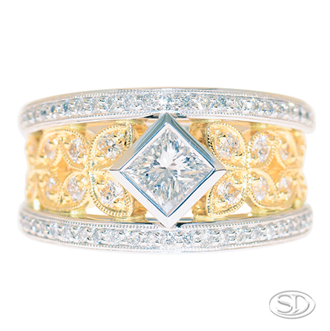 Winifred – wide Ornate Diamond Dress ring - Stephen Dibb Jewellery